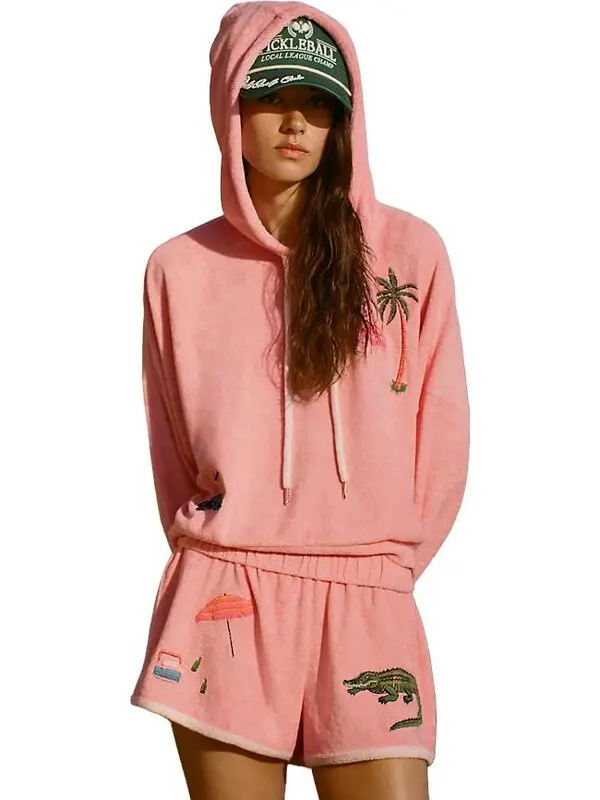 CELANDINE Embroidered Terry Sweatshirt - Mesa Pink