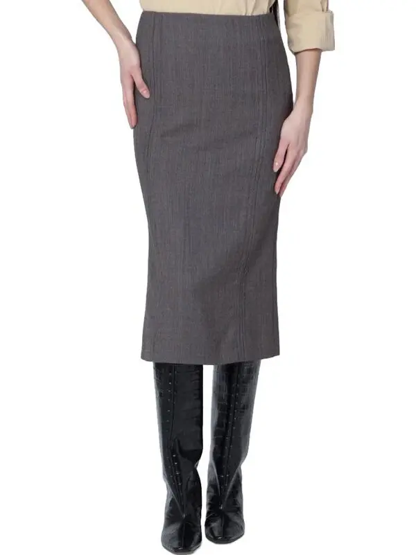 MAISON MARGIELA Patterned Wool Midi Skirt - Brown