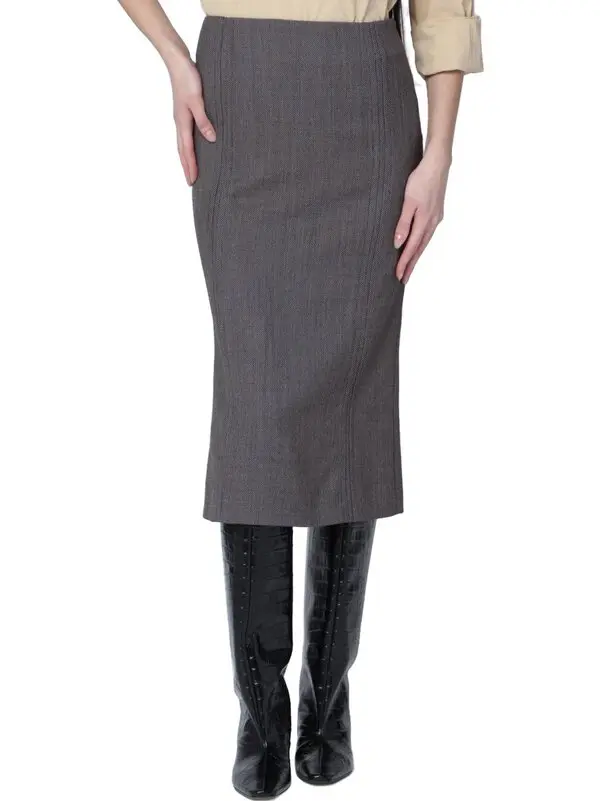 MAISON MARGIELA Patterned Wool Midi Skirt - Brown