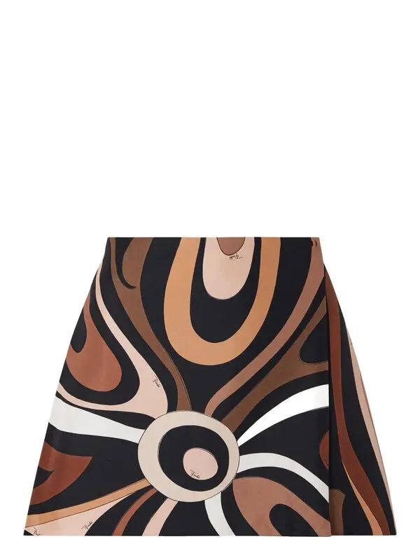 Emilio Pucci Wrap-effect Printed Silk-twill Mini Skirt - Brown