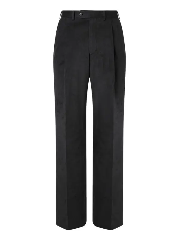 SAMAN AMEL Straight-leg Pleated Trousers - Black