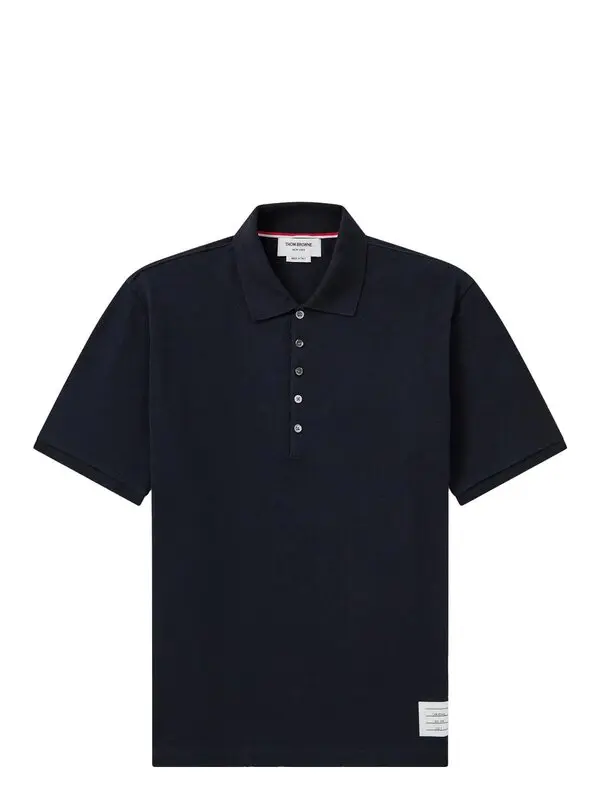 Thom Browne Logo-appliquéd Striped Cotton-piqué Polo Shirt - Blue