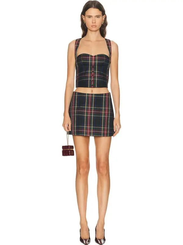 Retrofete Donella Waistcoat Top - Black Tartan