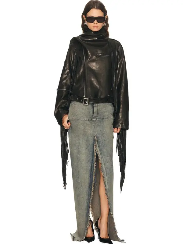 Rick Owens Cropped Scarf Flight Jacket - Black