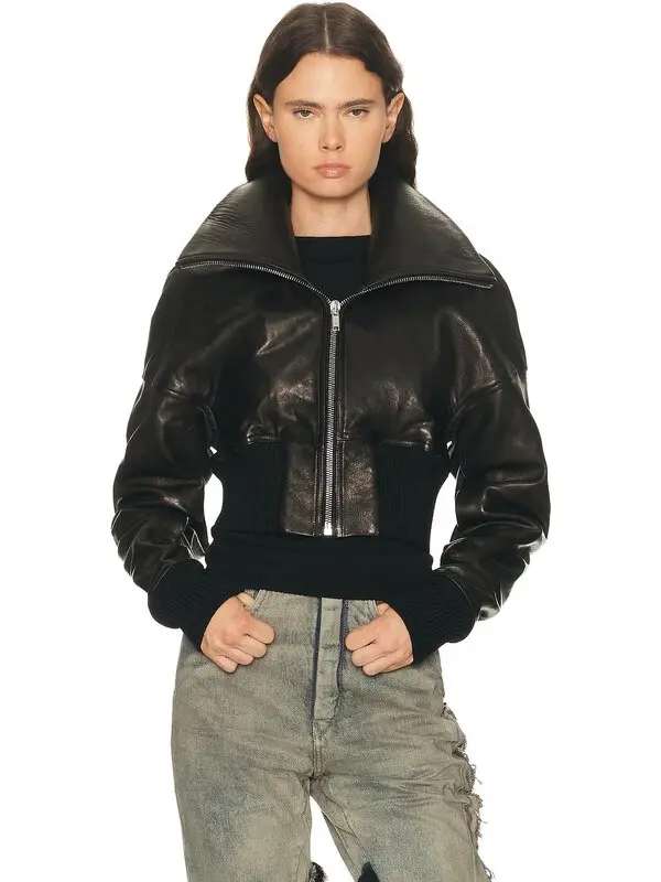 Rick Owens Dracucollar Cropped Jacket - Black