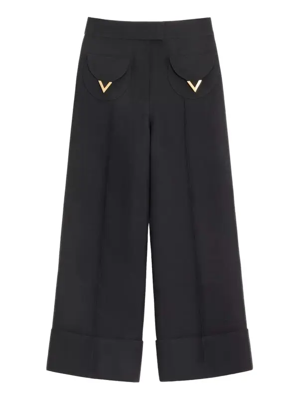 Valentino Garavani Crepe Couture Cuffed Trousers - Black