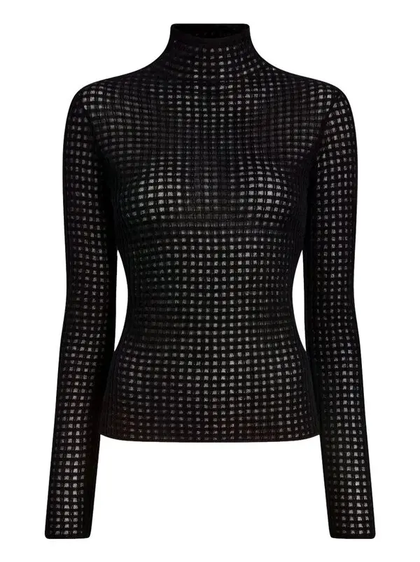 Proenza Schouler White Label Zella Check Merino Top - Black