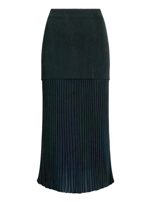 Proenza Schouler Luiza Ribbed Knit Midi Skirt - Green