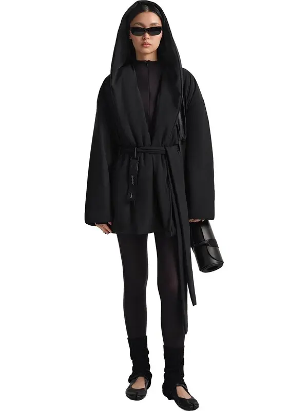 SKIMS Hooded Wrap Coat - Obsidian
