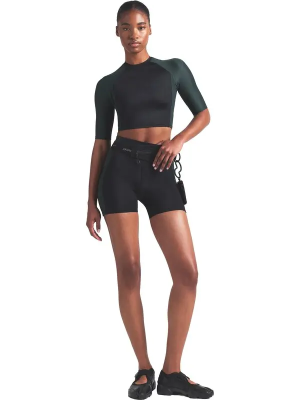SKIMS Biker Shorts With Colorblocked Panels - Obsidian And Dark Teal