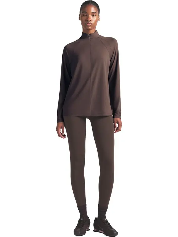 SKIMS Airy Long Sleeve Half Zip - Dark Sepia