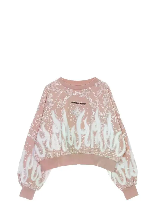 VISION OF SUPER Flame Print Sweatshirt - Pink