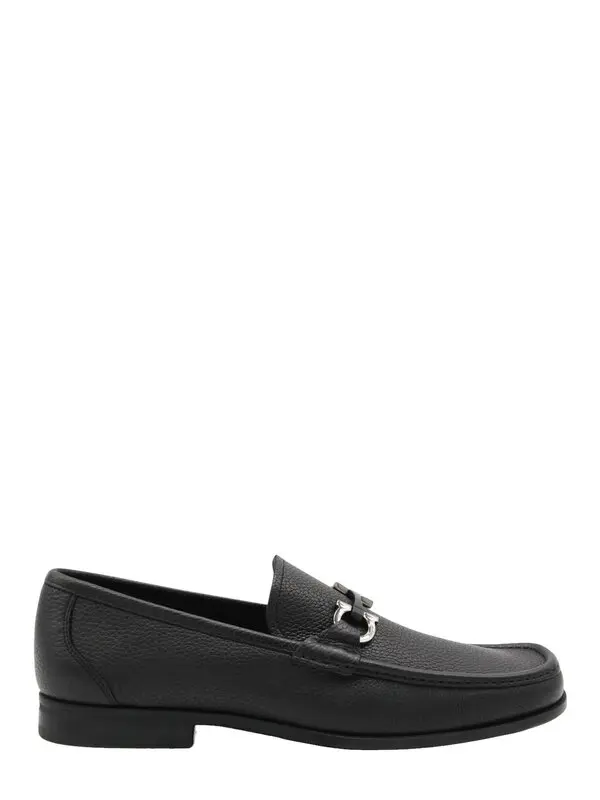 FERRAGAMO Leather Grandioso Loafers - Black
