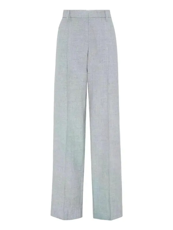 Brunello Cucinelli Pleated Wide-leg Trousers - Grey