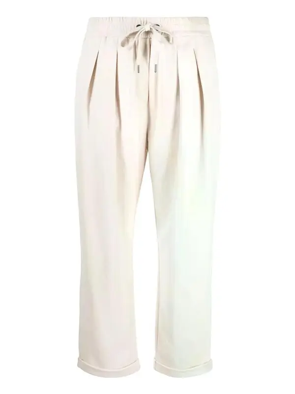 Brunello Cucinelli Pleated Drawstring Cropped Trousers - Neutrals