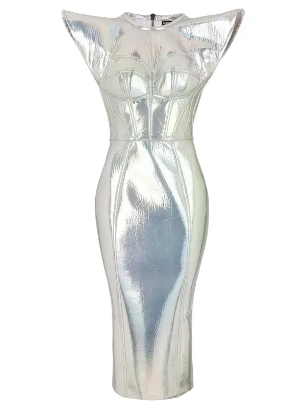 Dolce & Gabbana Metallic-effect Bustier Midi Dress - Silver