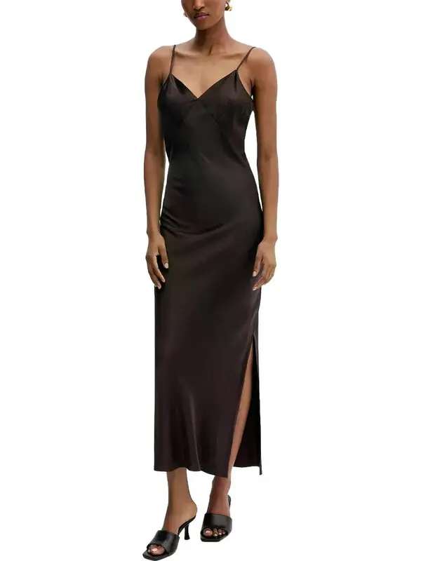 SILVIAN HEACH Side-slit Spaghetti-strap Midi Dress - Brown