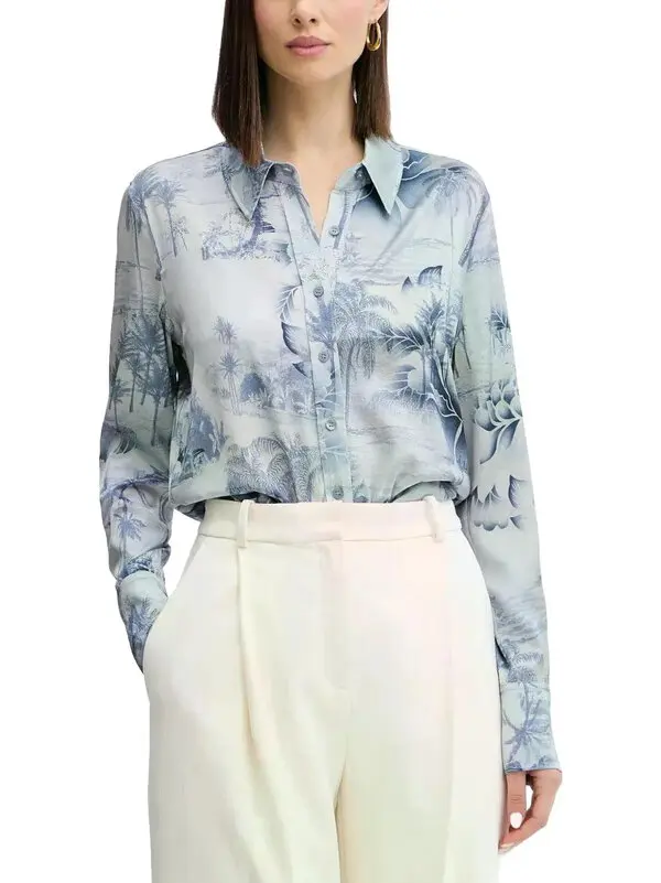 Guess Buttoned Printed Shirt - Blue