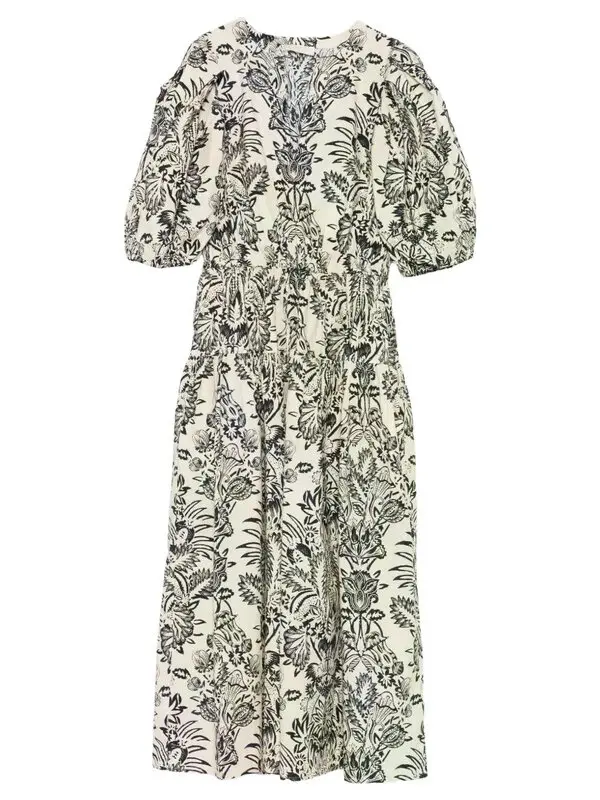 Ulla Johnson Harriet Puff-sleeve Midi Dress - Neutrals