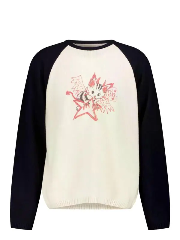 We11Done Two-tone Graphic Print Sweater - Neutrals