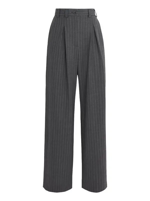 Claudie Pierlot Pleated Pinstripe Wide-leg Trousers - Grey