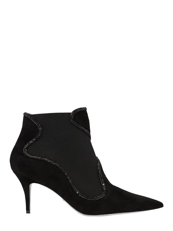 Rene Caovilla 80mm Embellished Suede Booties - Black