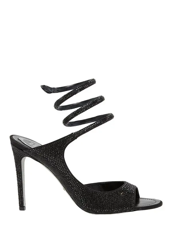 Rene Caovilla 105mm Crystal Embellished Snake-wrap Sandals - Black