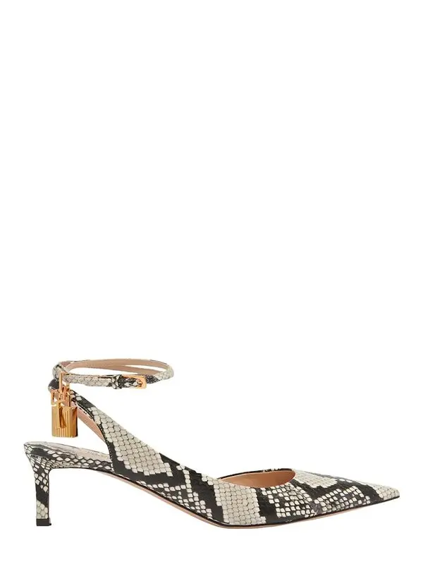 TOM FORD 55mm Angelina Python-printed Leather Ankle-wrap Pumps - Roccia