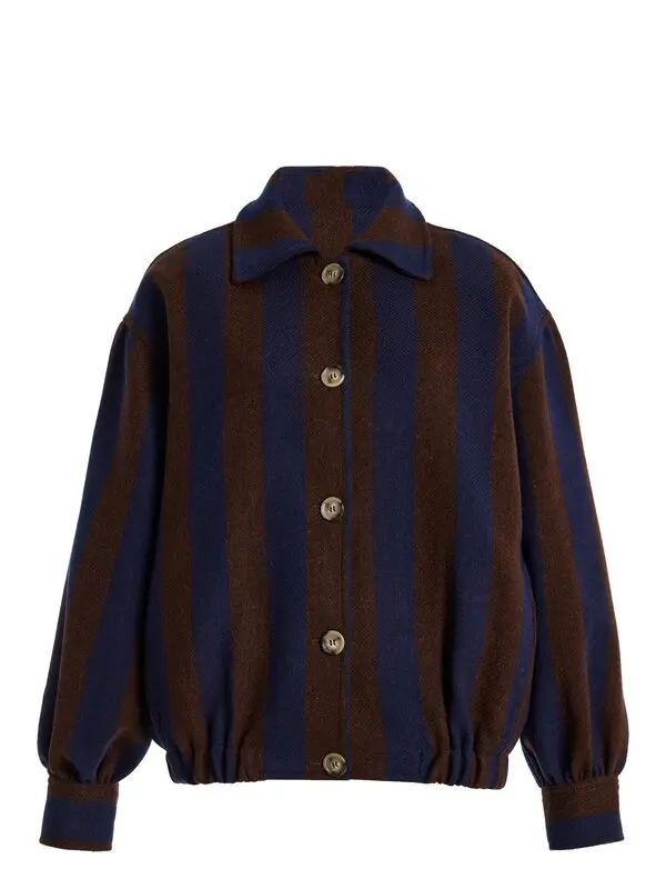 La Veste Striped Wool Bomber Jacket - Purple