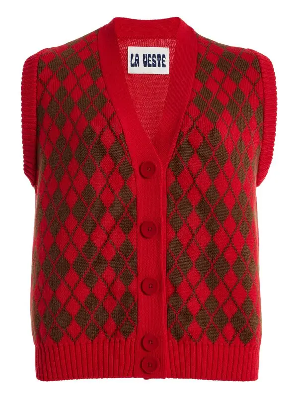 La Veste Arlequín Knit Wool Vest - Red