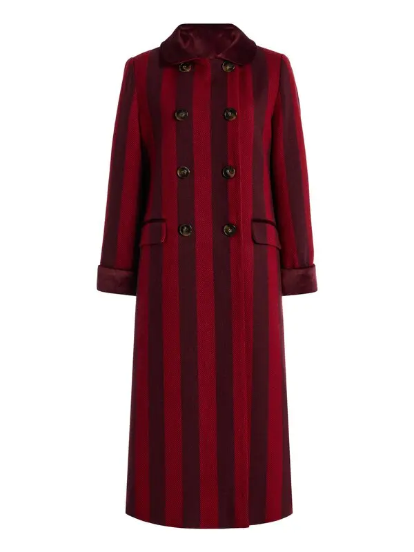 La Veste Miranda Striped Wool Coat - Red
