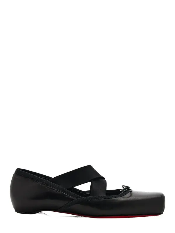 CHRISTIAN LOUBOUTIN Cassiasticina Leather Ballet Flats - Black