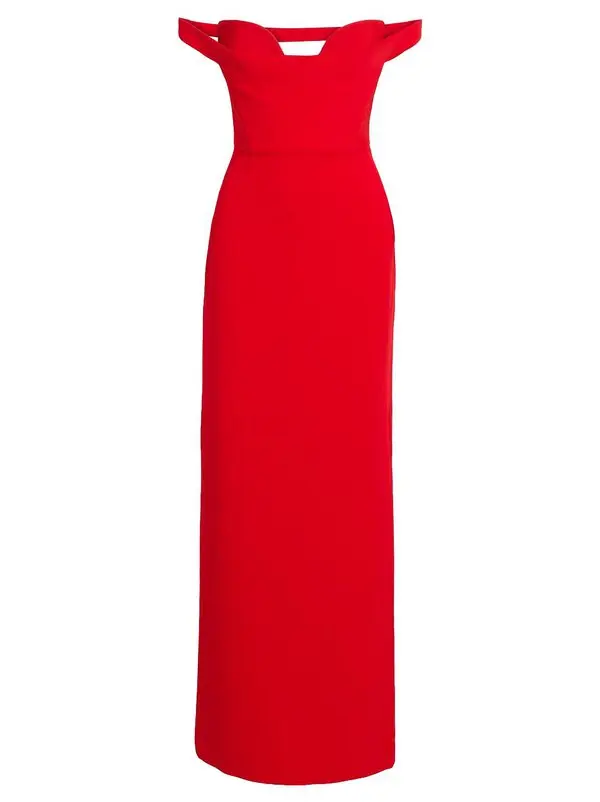 Solace London Serina Off-the-shoulder Crepe Maxi Dress - Red