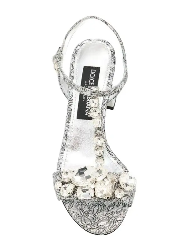 Dolce & Gabbana 60mm Crystal Brocade Block-heel Sandals - Silver/cry