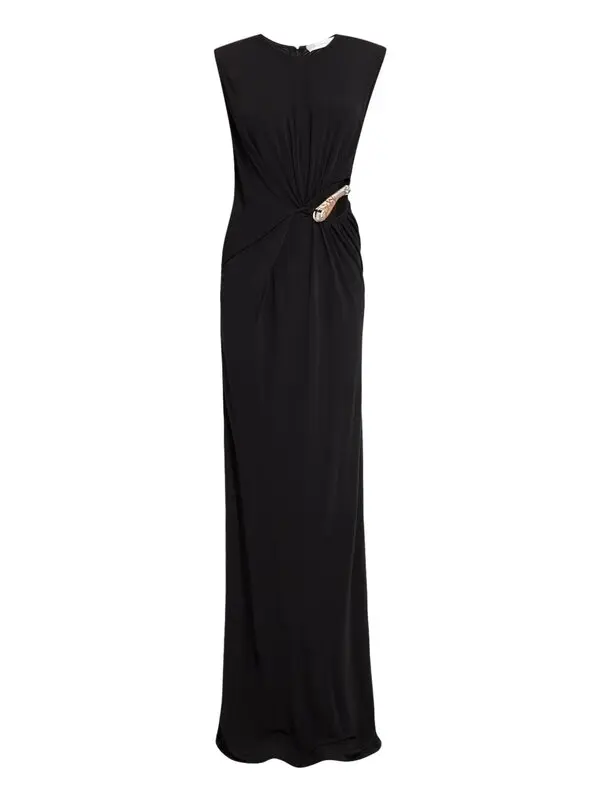 Christopher Esber Nature-bead Gathered Cutout Jersey Maxi Tank Dress - Black