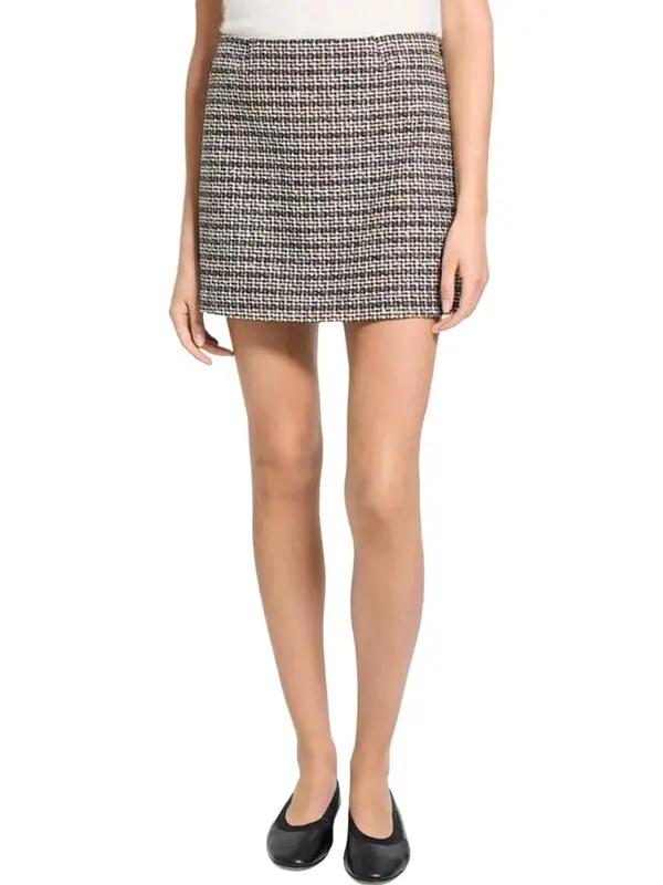 Theory Tweed Mini Skirt With Western Pocket - Shale Multi