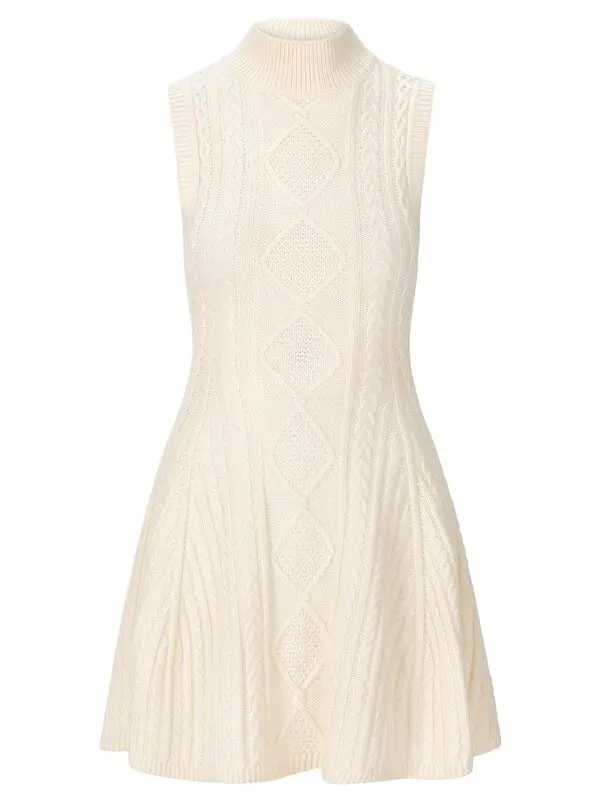 Staud Charade Cable-knit Mini Dress - Ivory