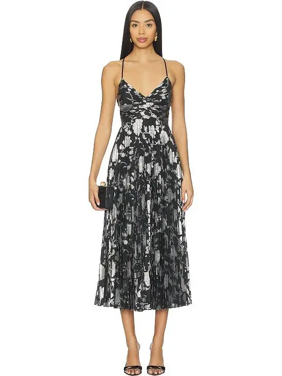 Astr The Label Saoirse Metallic Floral Devoré Dress - Black