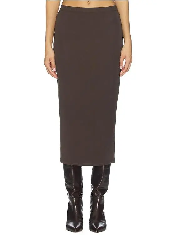 Good American Matte Jersey Midi Pencil Skirt - Brown