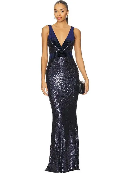 ZHIVAGO Beloved Sequin Gown - Navy
