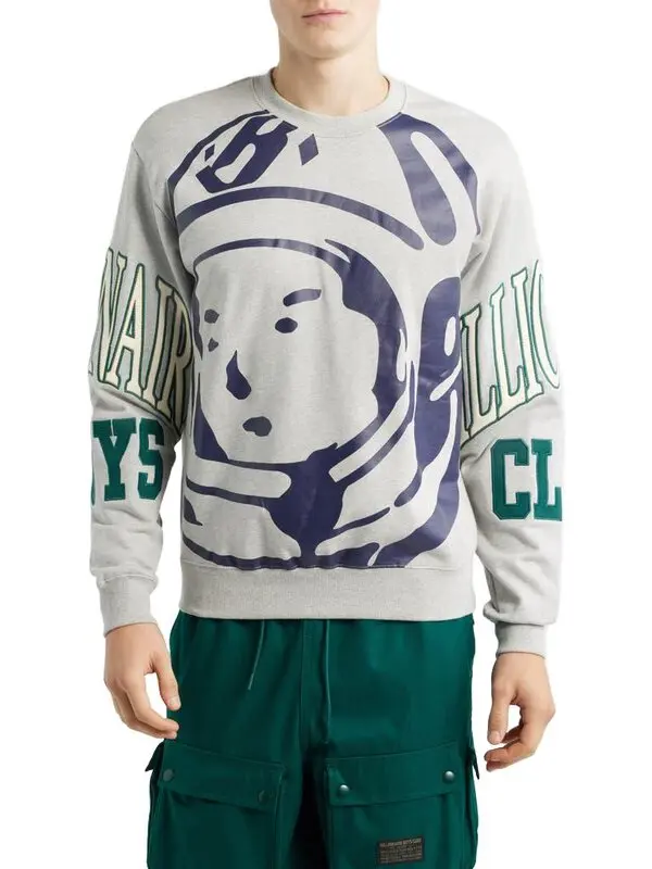 BILLIONAIRE BOYS CLUB Big Face Helmet Head Cotton Sweatshirt - Heather Grey