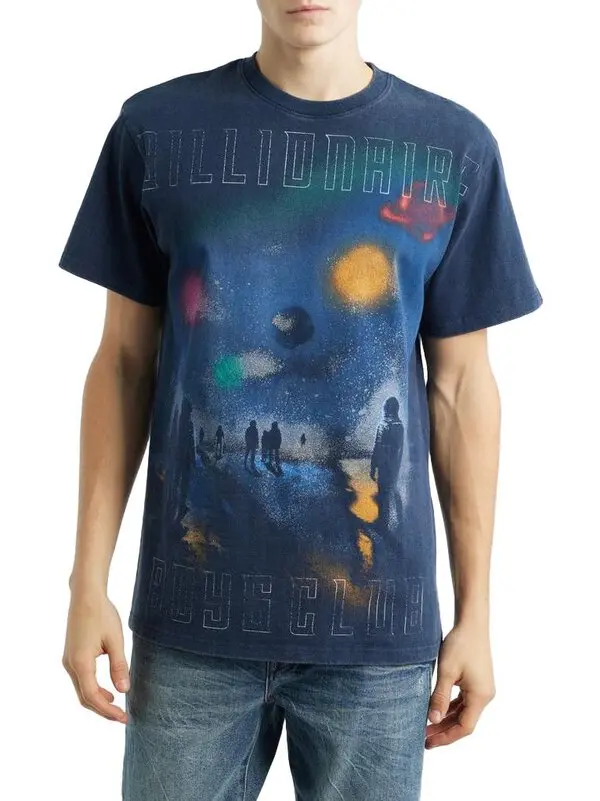 BILLIONAIRE BOYS CLUB Bb Mist Oversize Cotton Graphic T-shirt - Navy Blazer