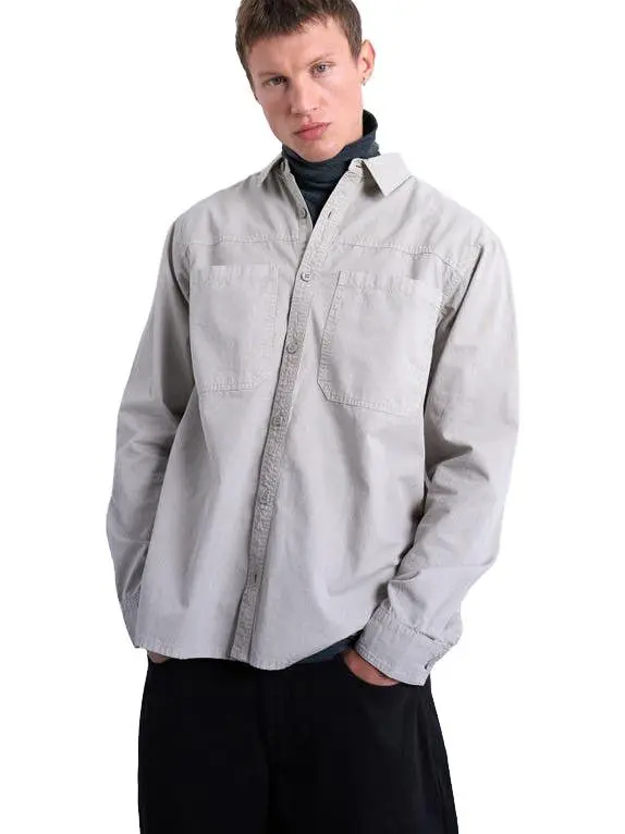 Topman Regular Fit Ripstop Overshirt - Washed Stone