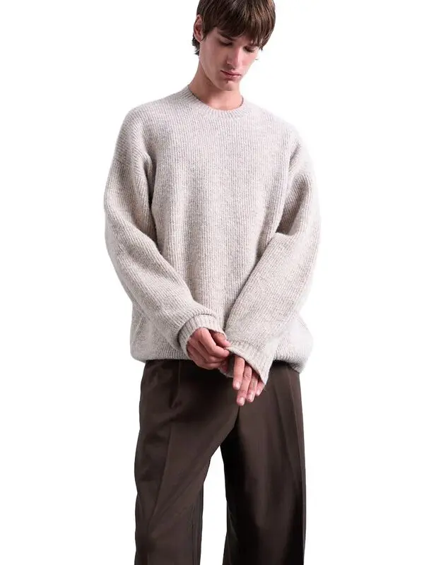 Topman Oversized Crewneck Sweater - Stone