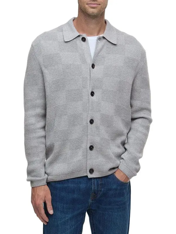 Barbour Falton Check Cardigan - Grey Marl