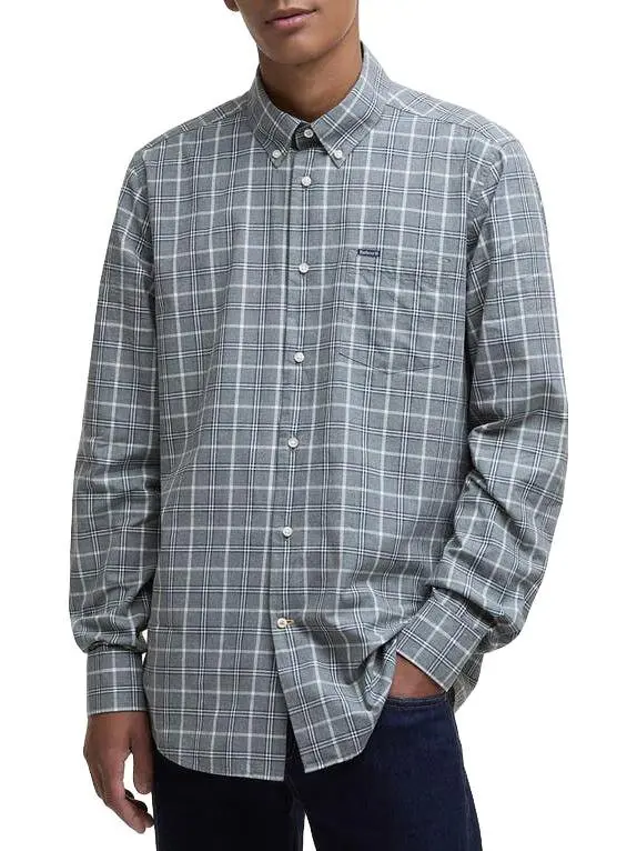 Barbour Bramham Tailored Fit Plaid Cotton Button-down Shirt - Grey Marl