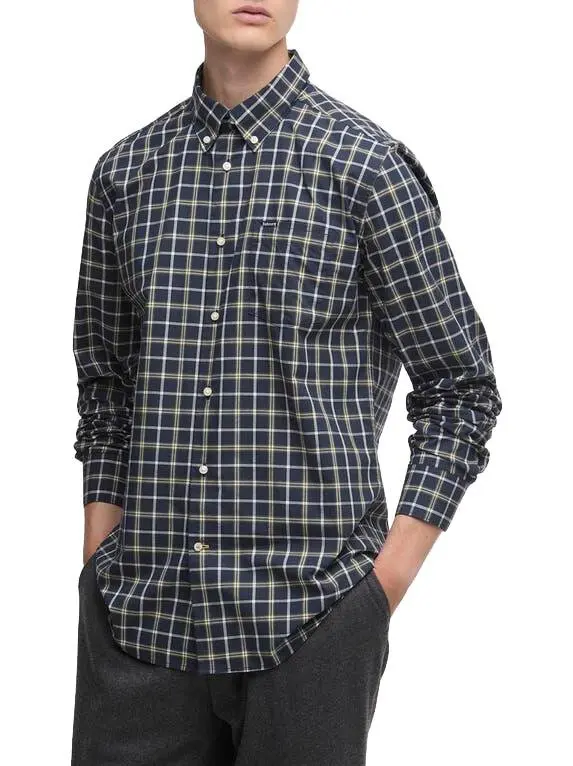 Barbour Bramham Tailored Fit Plaid Cotton Button-down Shirt - Navy
