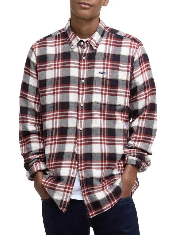 Barbour Fallbay Tailored Fit Check Button-down Cotton Shirt - Fired Brick