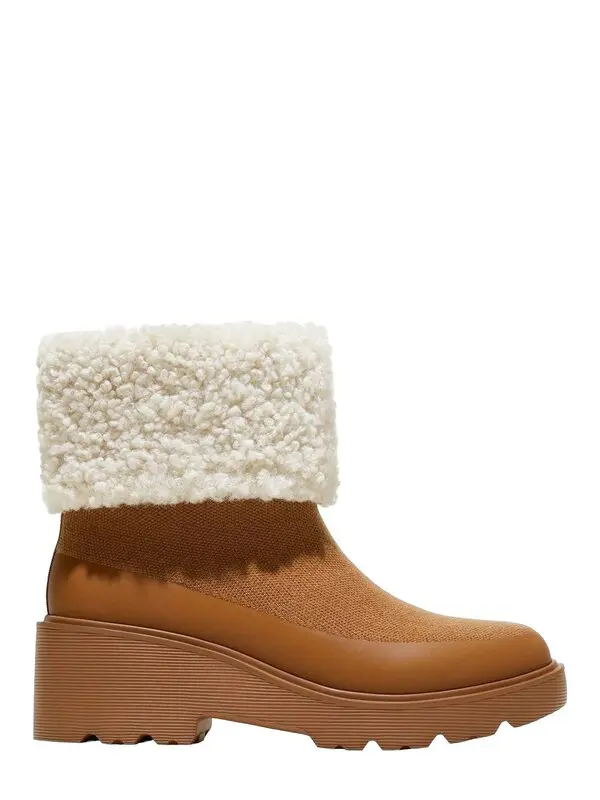 Vivaia Faux Fur Platform Wedge Boots - Caramel