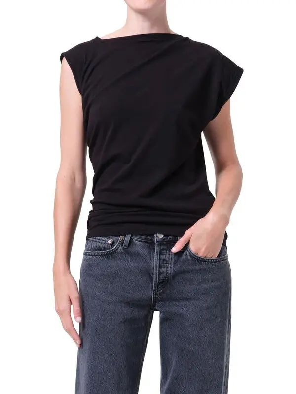 AGOLDE Beth Asymmetric Top - Black